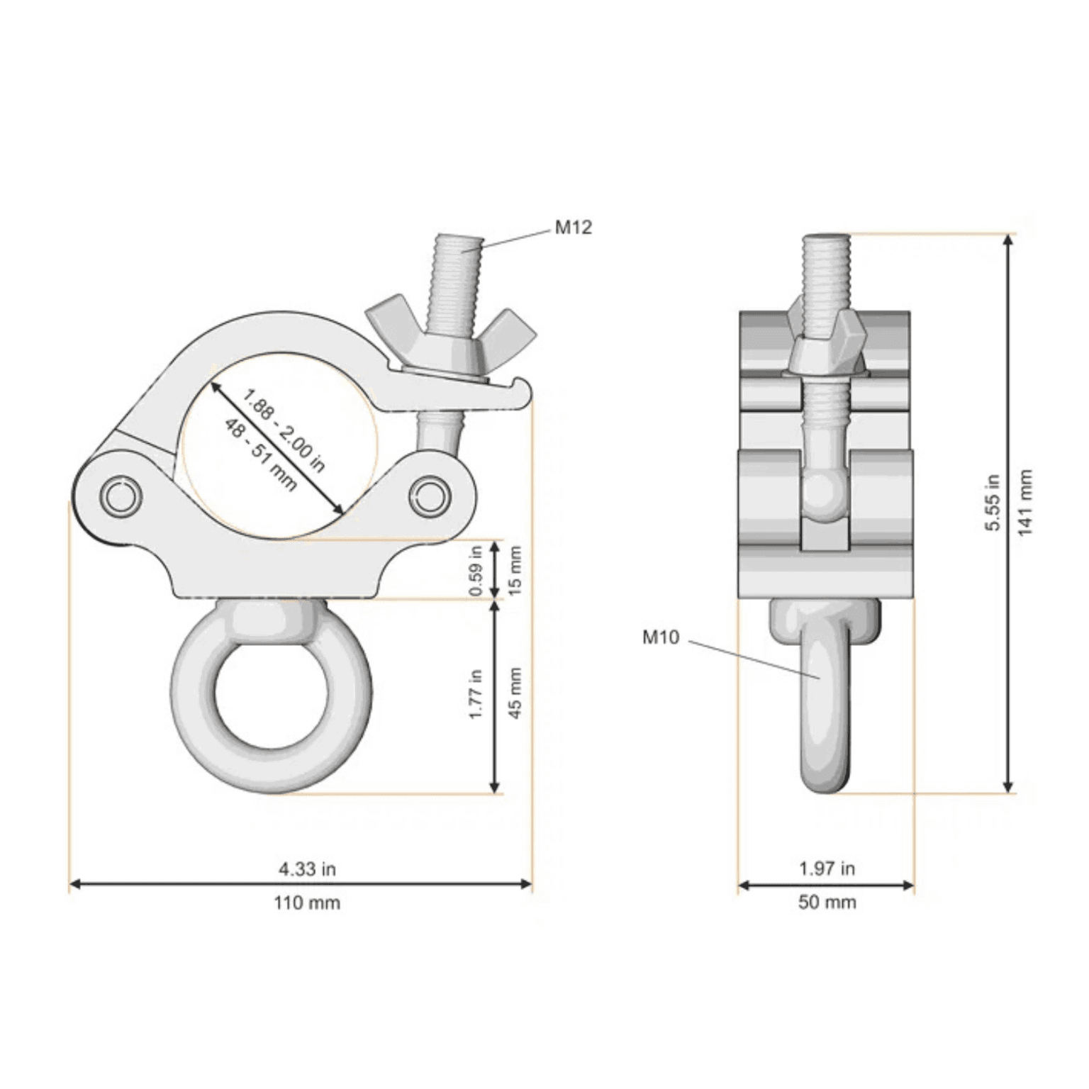 Global Truss Half Coupler With M10 Eye 200kgs – Rope And Rigging LTD