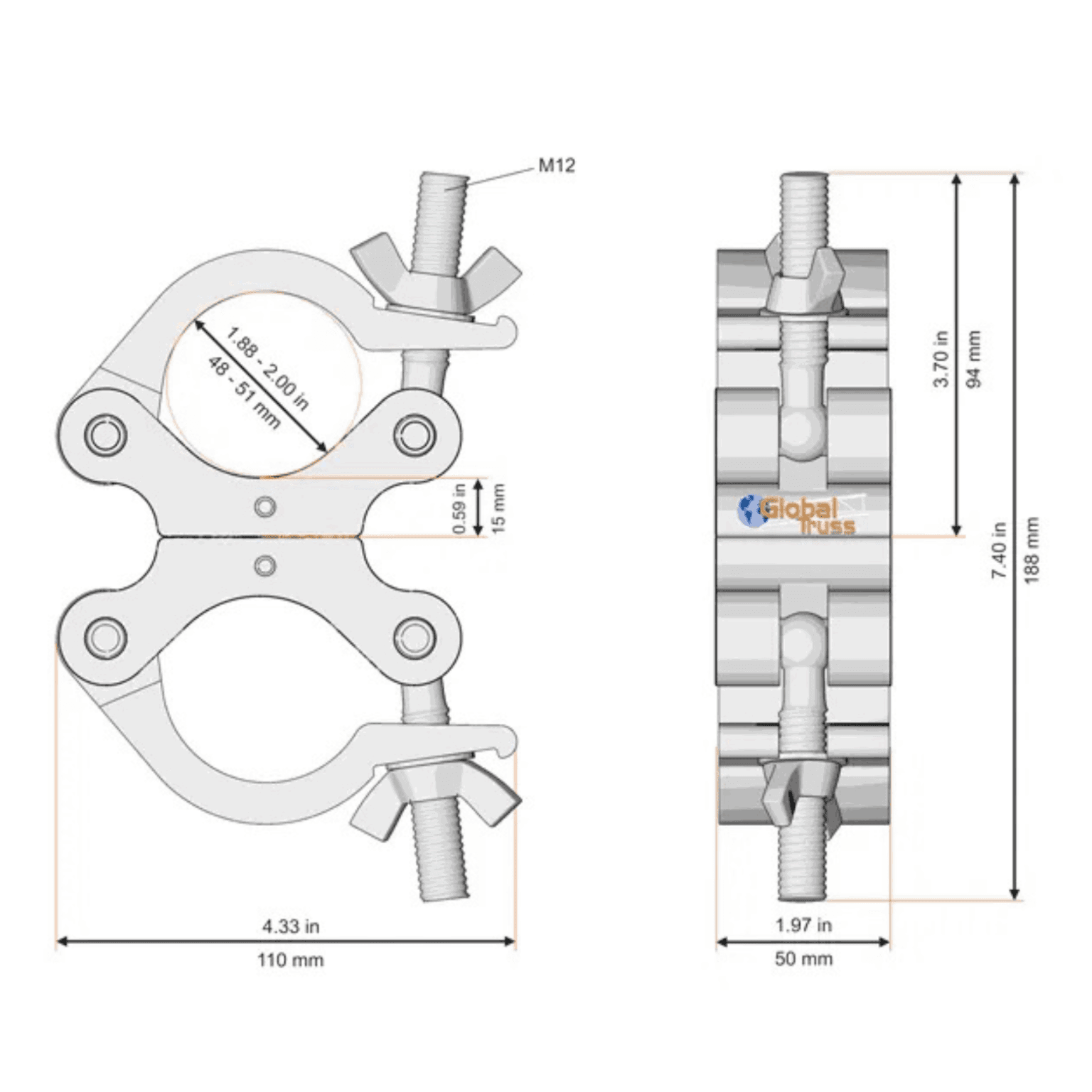 Global Truss 90deg Fixed Swivel Coupler 500kgs – Rope And Rigging LTD