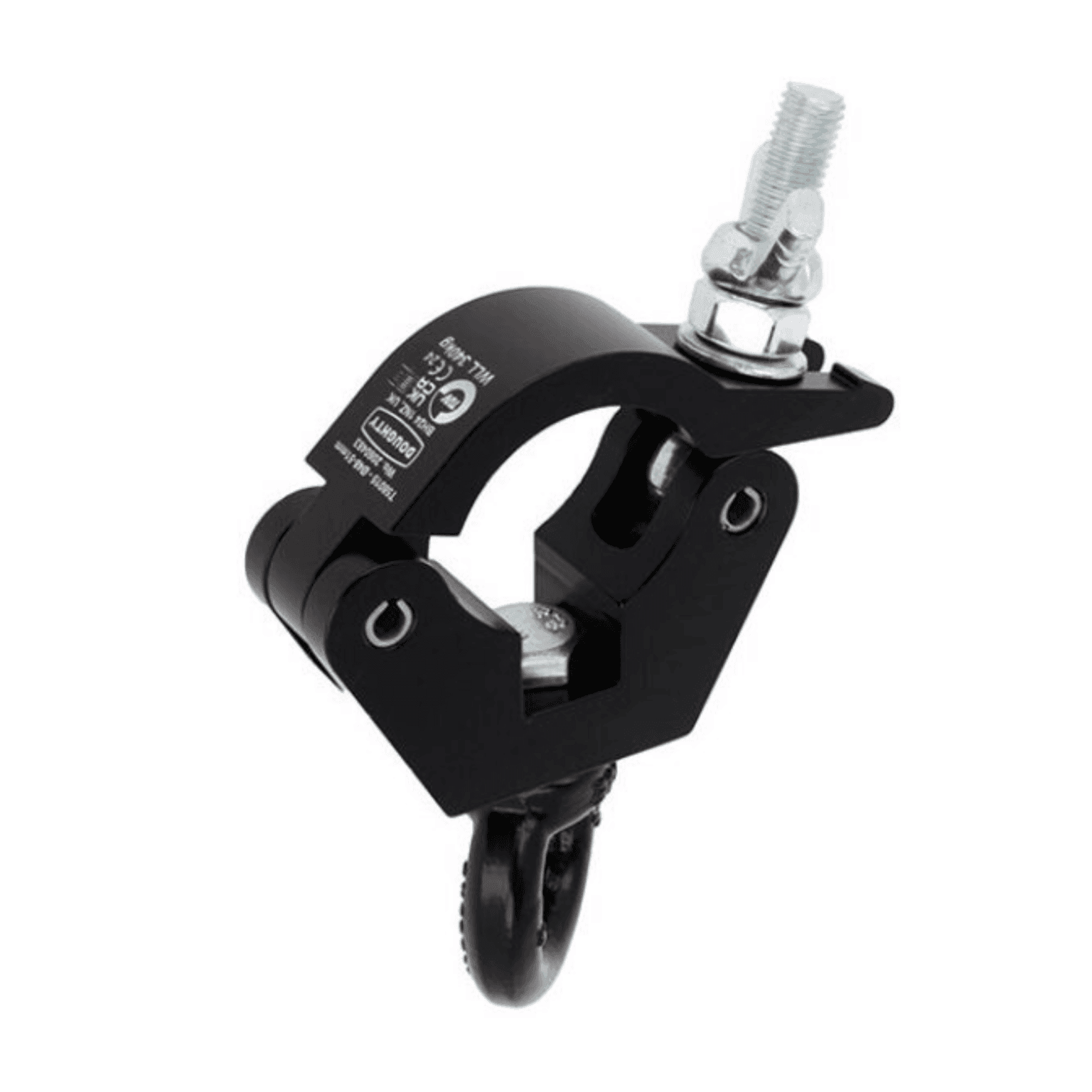 Doughty Black Slimline Hanging Clamp With M12 Eye 340kgs – Rope And ...